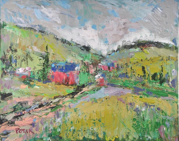 Original Abstract Expressionist Landscape by PotakPaintsArt