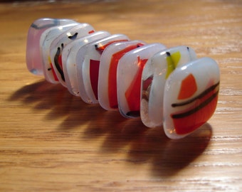 Green Rainbow Fused Glass Magnets with Tin by dortdesigns on Etsy