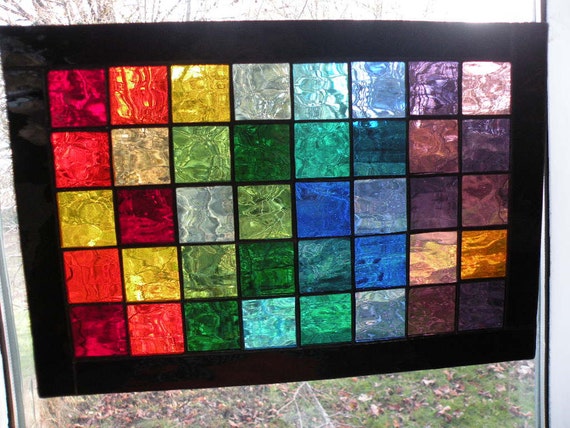 Colorful Stained Glass Panel with rainbow of colors black