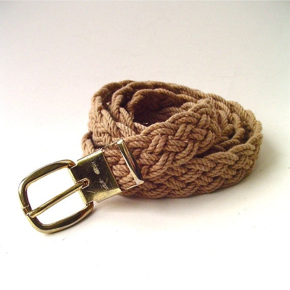 Natural vintage Braided Rope Belt by SkinnyandBernie on Etsy