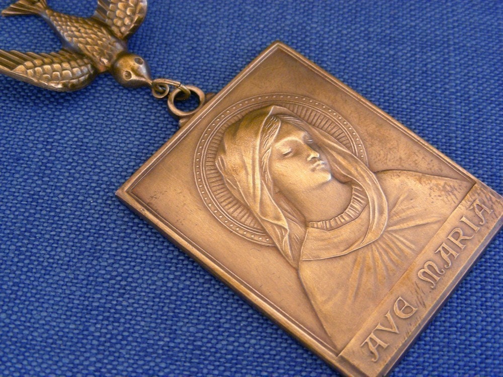 Vintage Pendant Ave Maria Mother Mary Pendant DIY