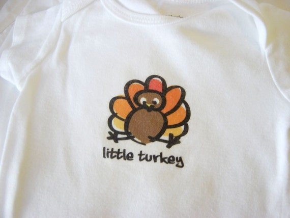 Little Turkey Baby Bodysuit sizes newborn to 24 months