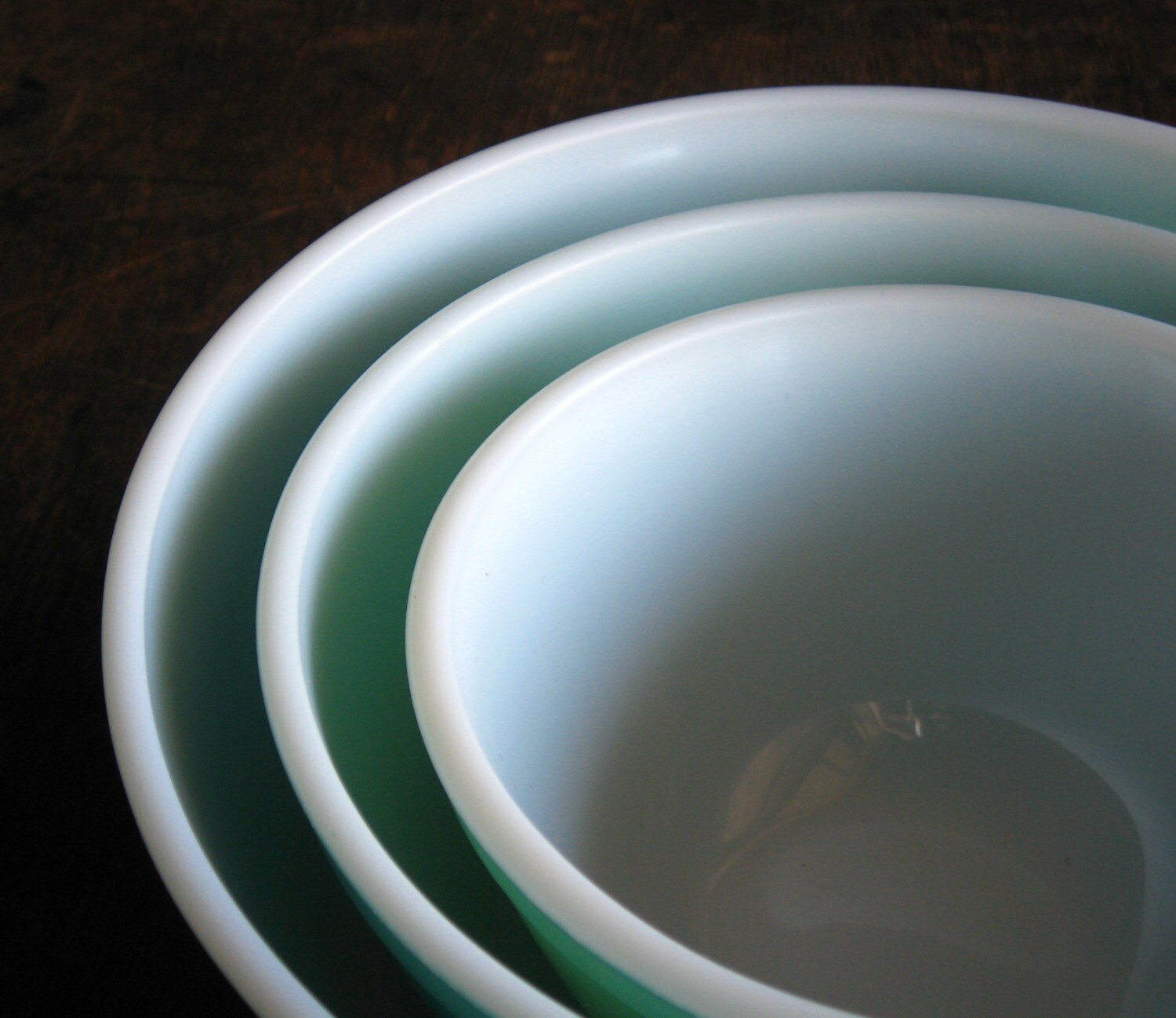 Vintage Turquoise Pyrex Mixing Bowls .. Set of 3 by TheFancyLamb