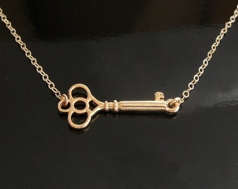 Gold key necklace | Etsy