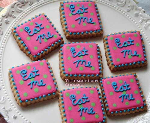 Alice in wonderland Eat Me cookies 1 dozen two size options