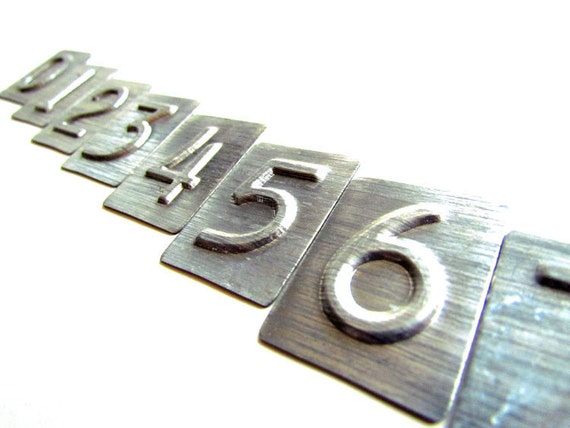 Number Embossing Stamps of Metal 0 through 9 by ArtfulVintage