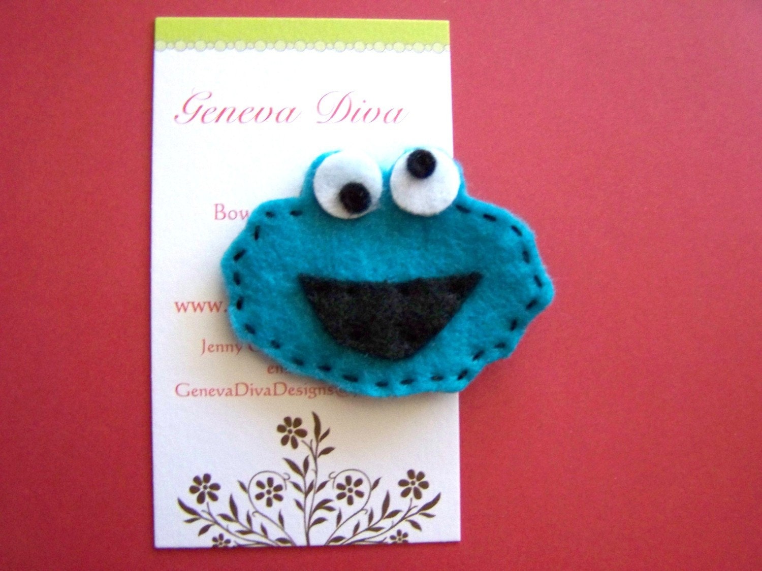 Cookie Monster Handmade Felt Clip