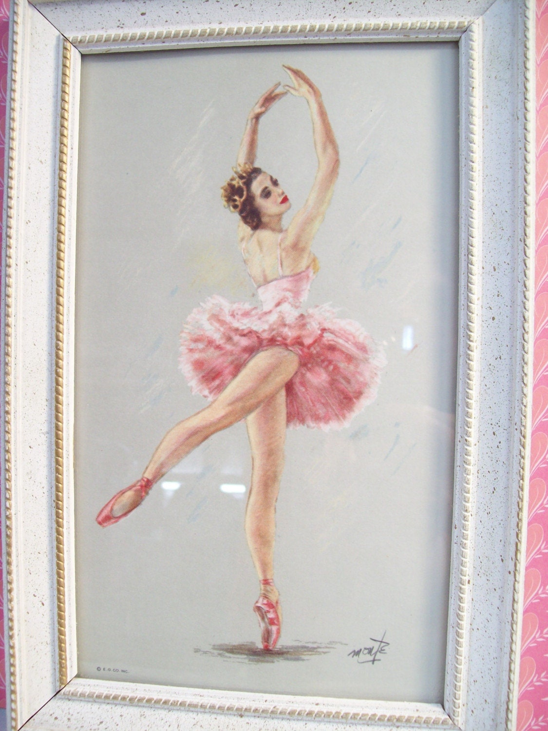 Vintage Monte Ballerina Framed Litho Vintage Monte Ballerina Framed Litho