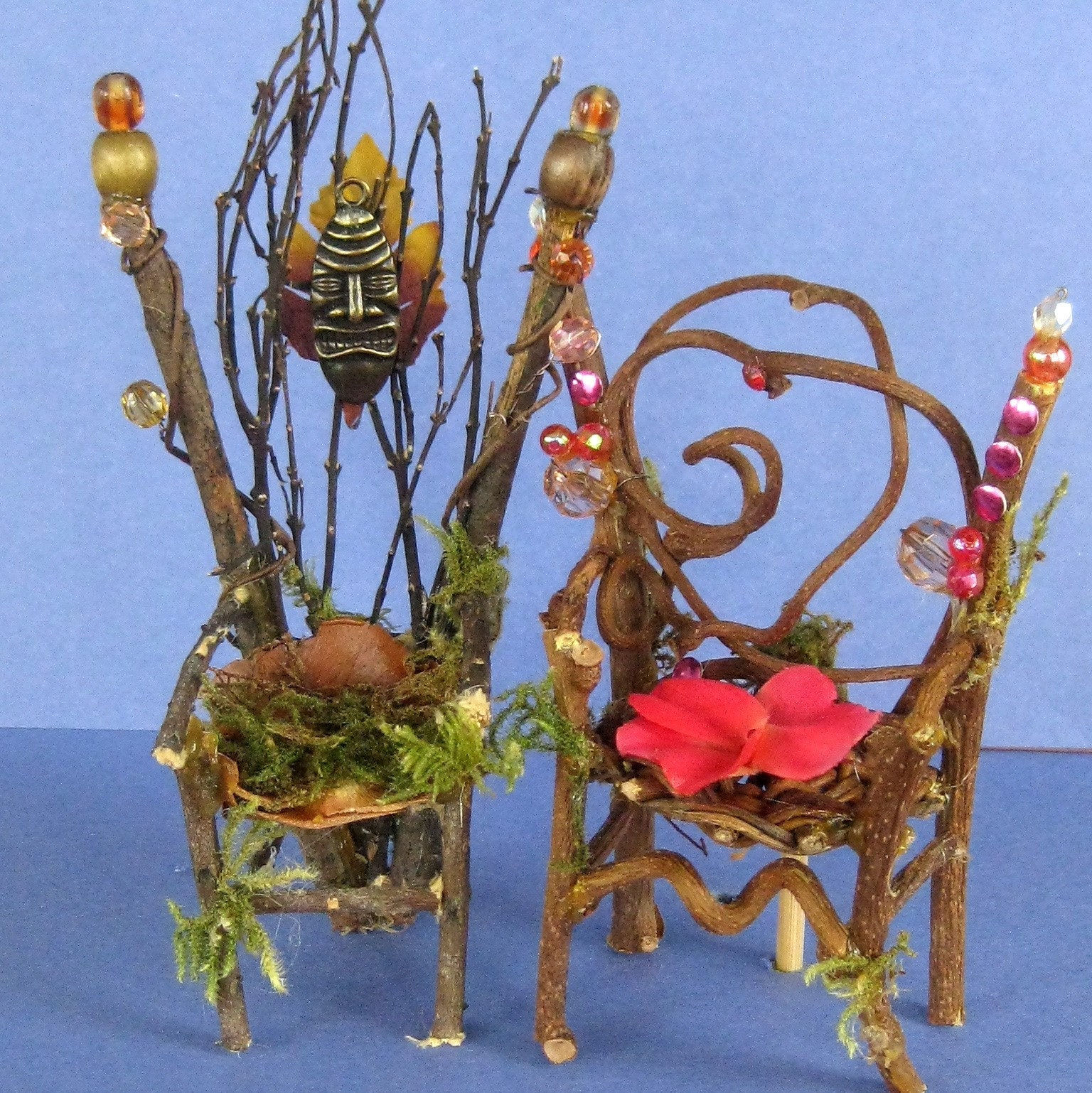 miniature FAIRY THRONES two twig chairs for your Fairy King