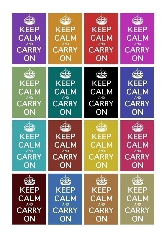 KEEP CALM and CARRY ON multi color digital jpg collage by ArtCult