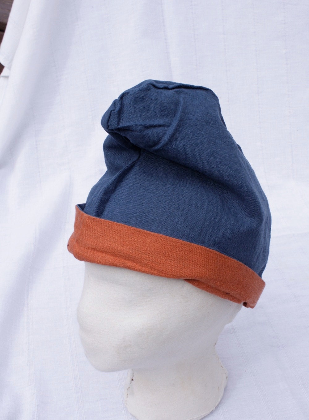 Phrygian Cap Reversible Mens Medium Rust orange and Indigo