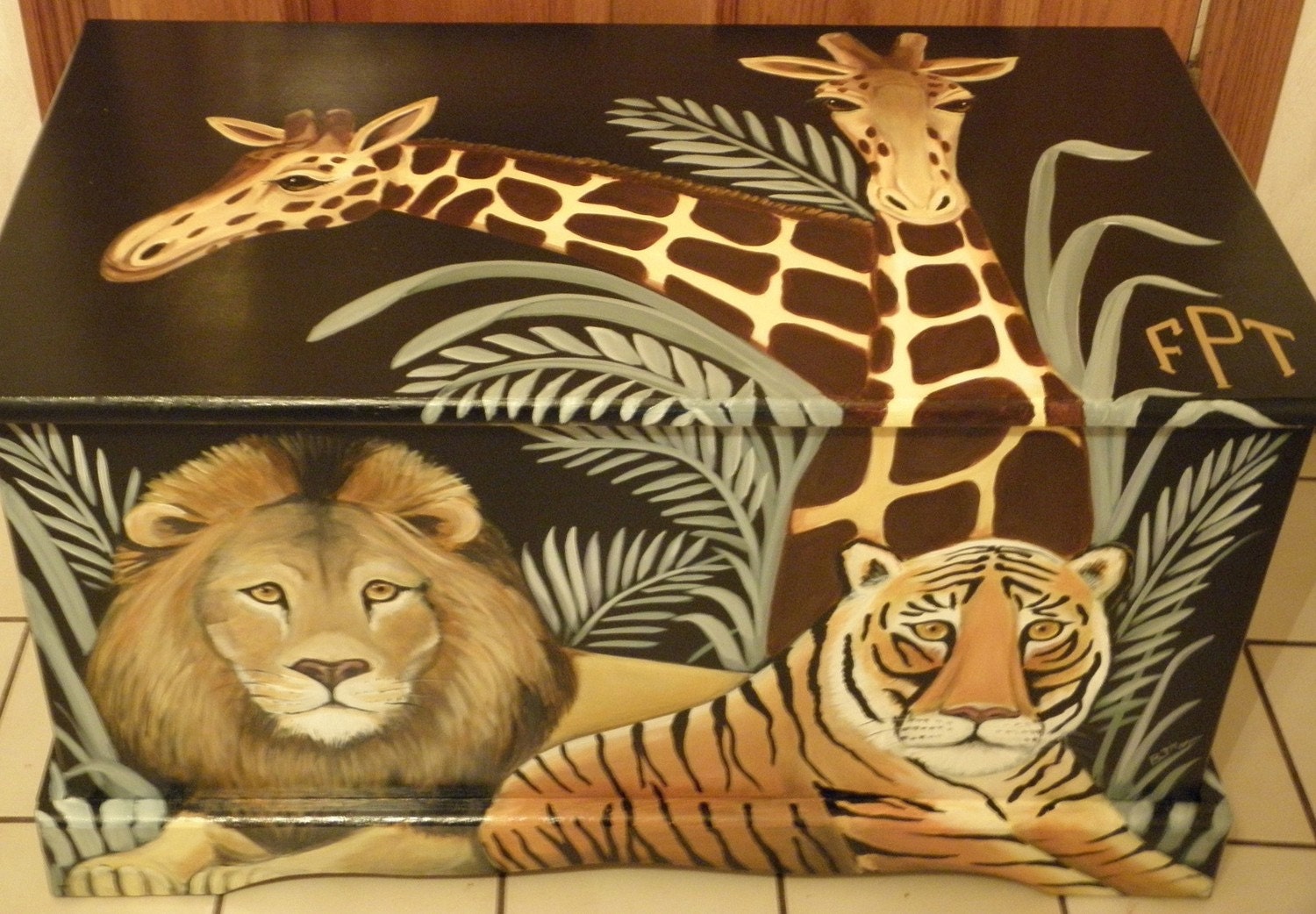 Custom Jungle Safari Toy Chest with Monogram or Name kids