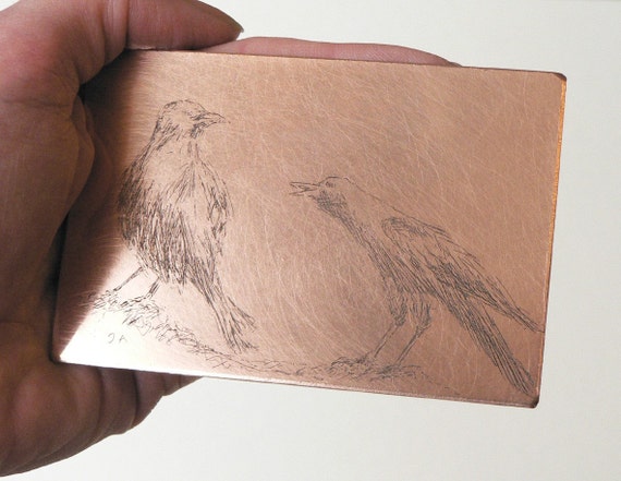 original etching of crows by atelier28 on Etsy