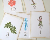 Items similar to Tropical Hawaii Wedding Table Numbers, set of 10 on Etsy
