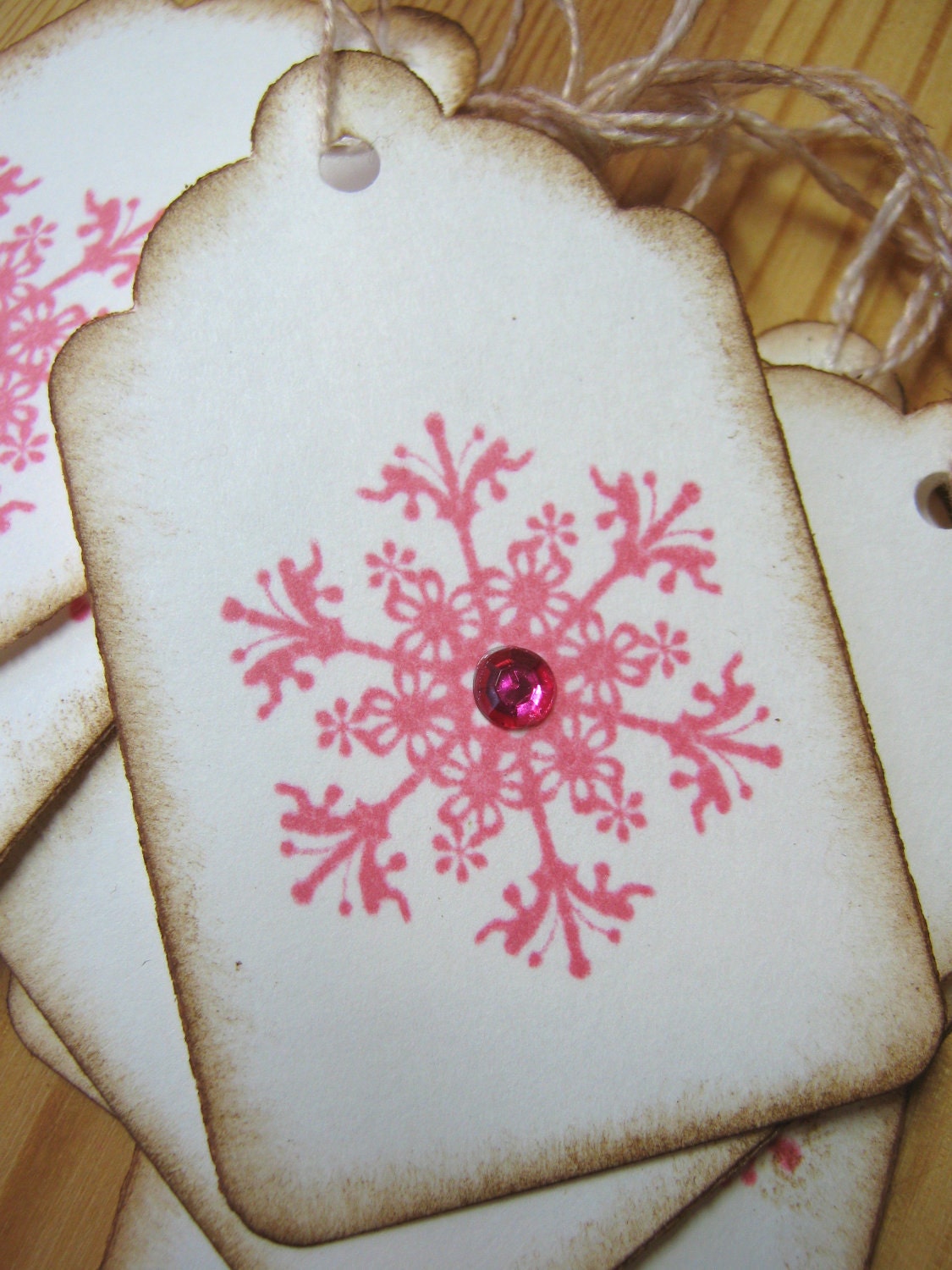 Pink Snowflake Christmas Gift Tags