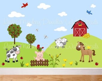 Farm wall mural | Etsy