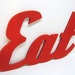 Wood Eat Sign Painted Red Distressed Retro by DimeStoreVintage