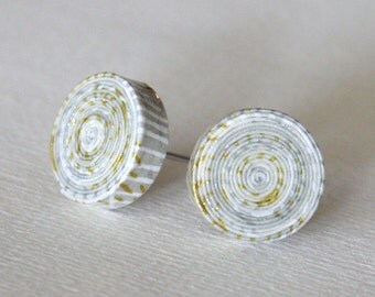 Gold and Silver Paper Stud Earrings / Paper Jewelry / Gifts for Her ...