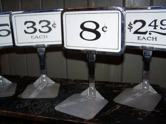 Vintage Store Price Sign Stand now Industrial Picture Frame