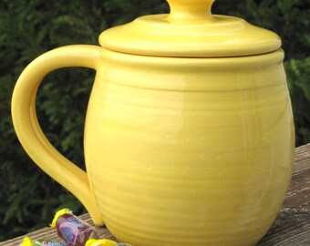 large covered mug purple by karengoldberg1 on Etsy