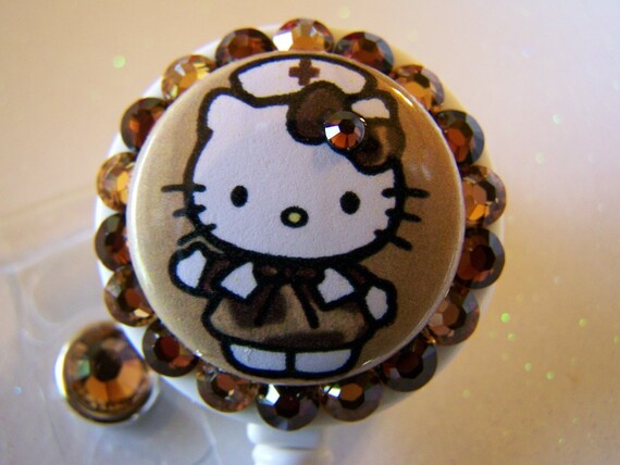 HELLO KITTY CAMO NURSE ID BADGE HOLDER RETRACTABLE REEL