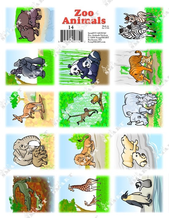 Zoo Animals 14 Designs on a Collage Sheet Digital Download