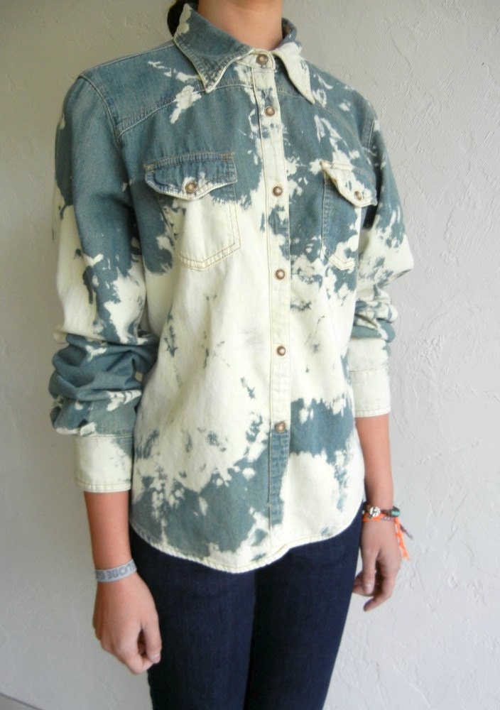Vintage Denim Spotty Western Style Shirt
