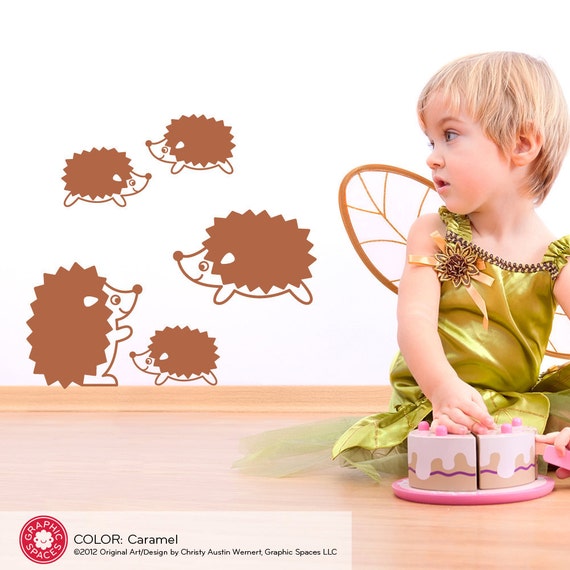 Items similar to Hedgehog Vinyl Wall Decal Stickers Woodland Baby ...