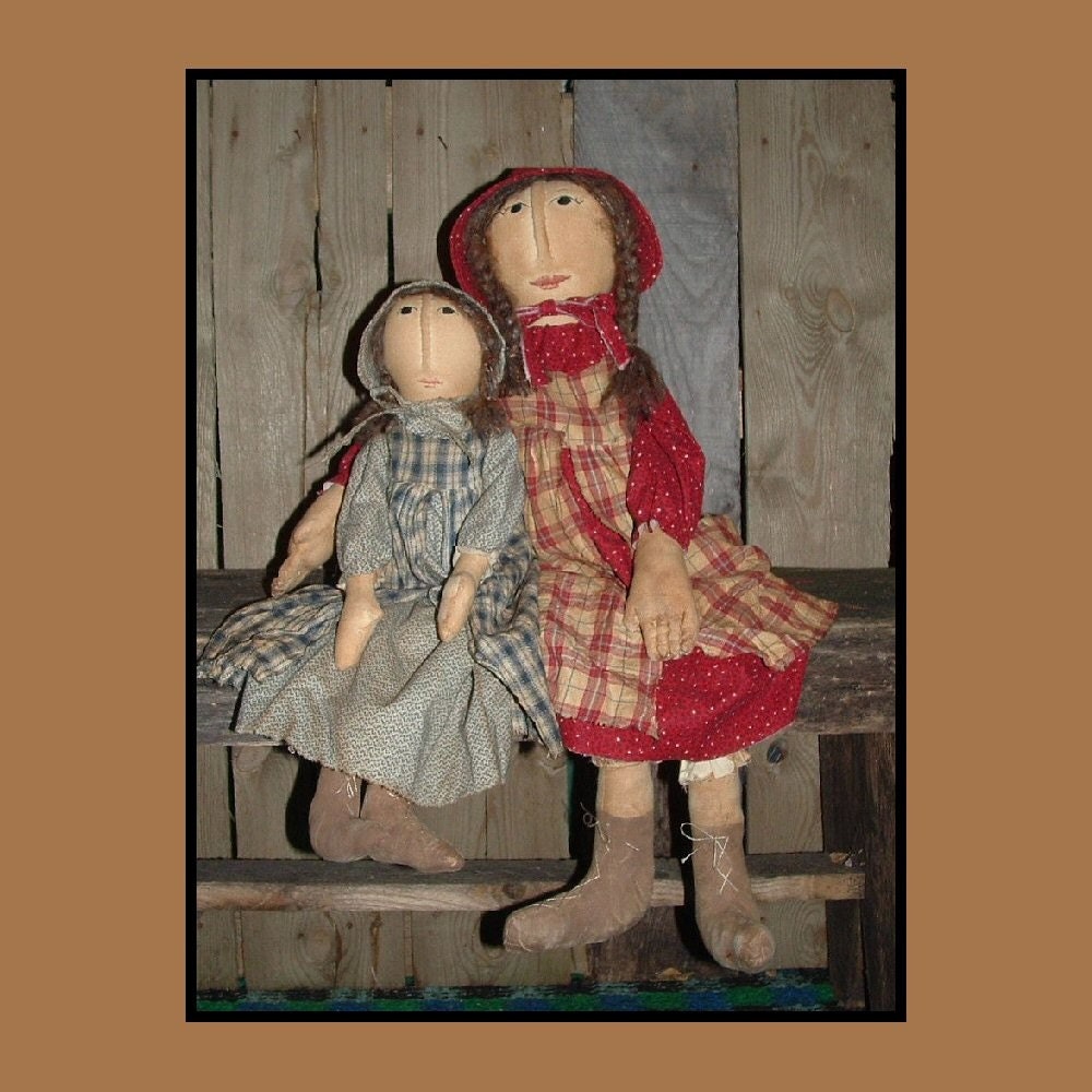 Prairie Doll Sisters Primitive Folk Art instant dowload