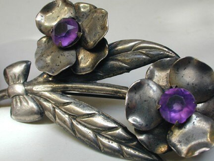 large vintage sterling silver floral pin – Haute Juice