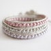 Triple Wrap Pearl and Leather Bracelet with Fine Silver Heart
