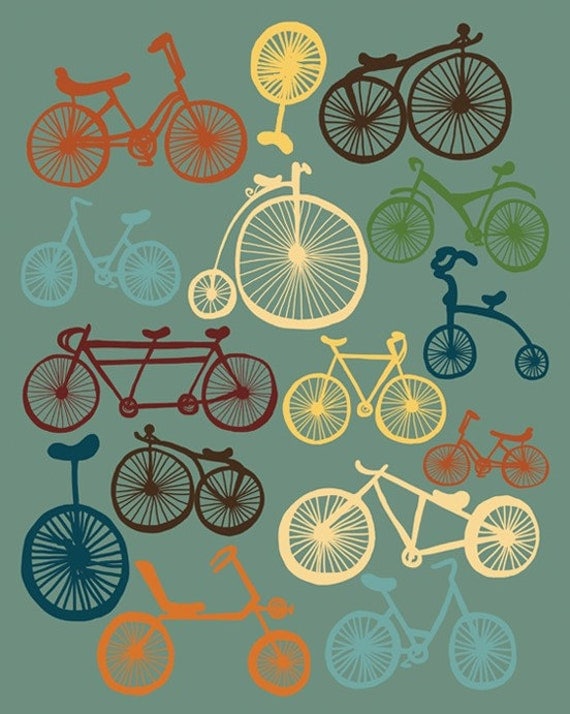 Bicycle Art Digital Print Blue Wall Decor by ParadaCreations