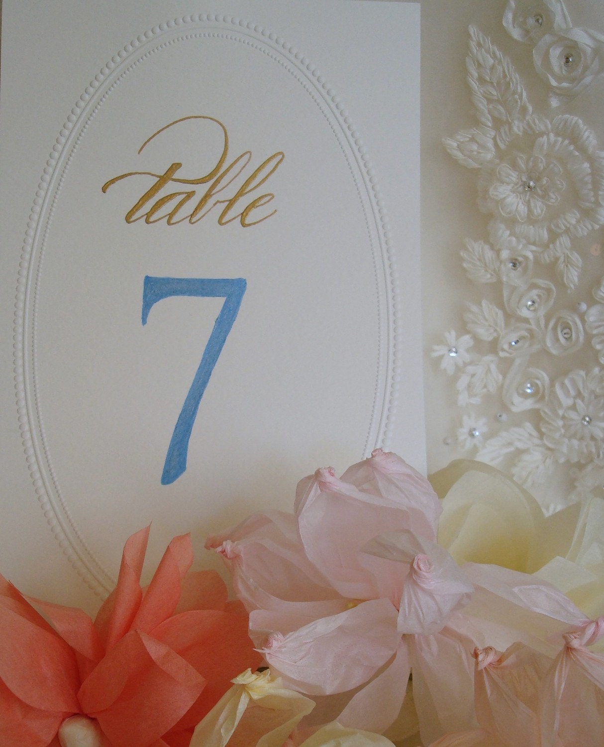 Calligraphy Table Numbers – Oval Embossed – OnePaperHeart – Stationary ...