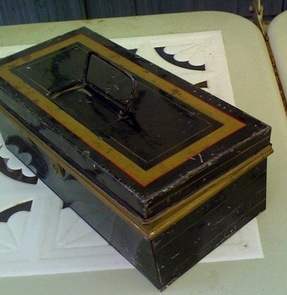 Items similar to rustic shabby chic black tin box Urban industrial ...