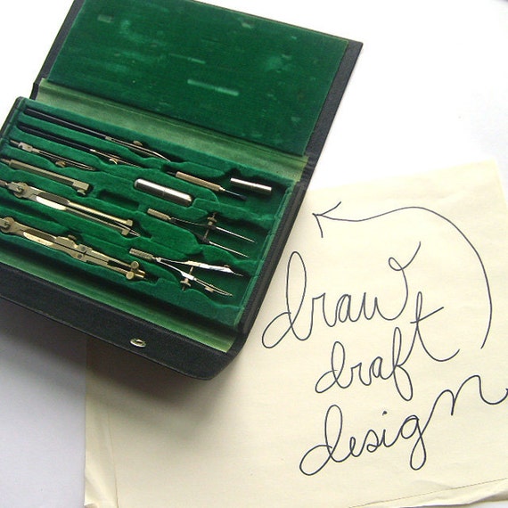 Antique German Drafting Compass Set