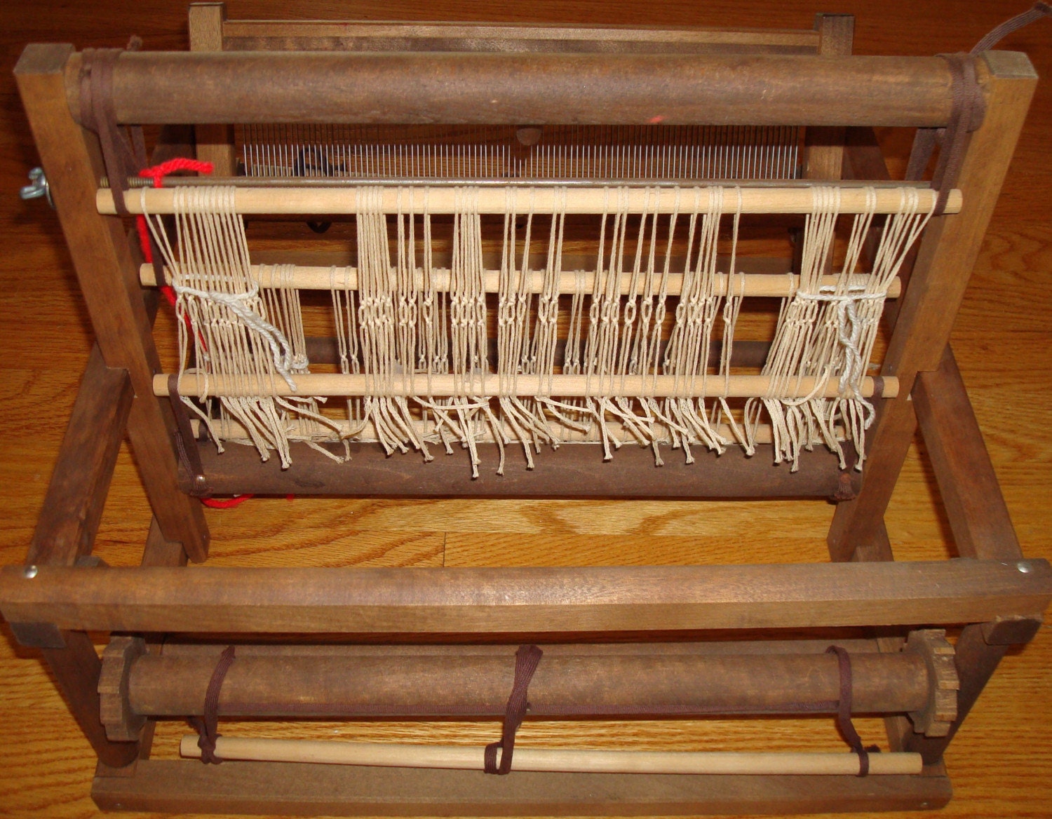 VINTAGE hand Table top WEAVING LOOM PEACOCK WAUPUN WIS.