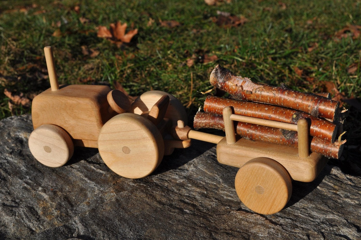 Wooden Farm Tractor and Wagon