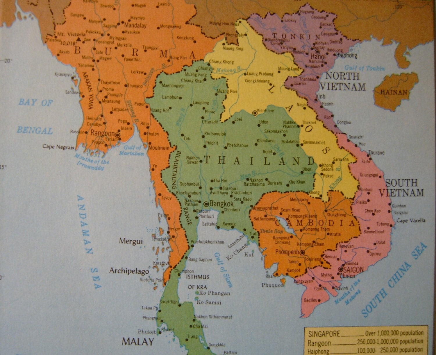 Vintage Map Asia 1960