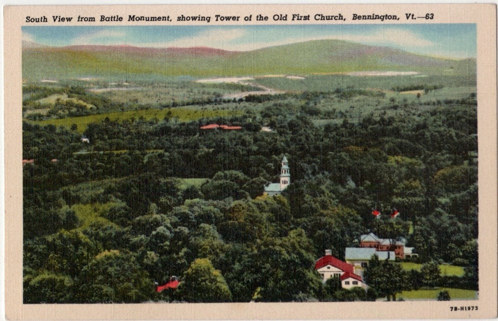 Vintage Vermont Postcard Aerial View of Bennington Unused