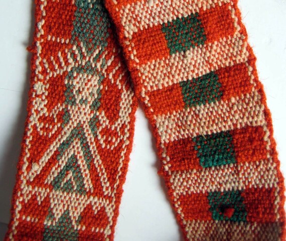 Boho Hand Woven Wool Sash Belt Peruvian Bolivian mid century