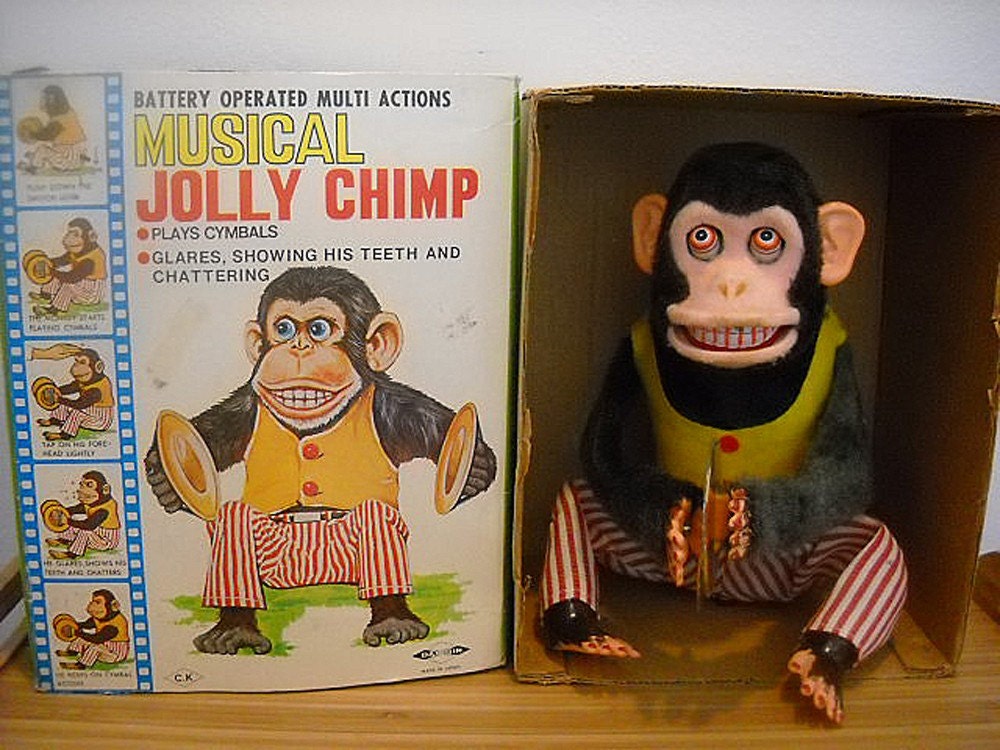 Vintage Kitsch classic Musical Jolly Chimp with Original Box