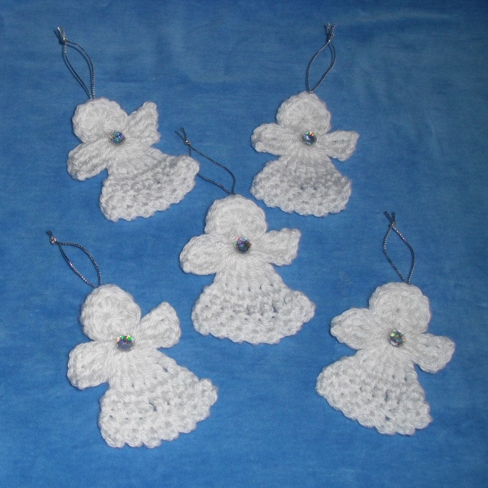 Crochet Angel Decorations or Appliques five decorations or
