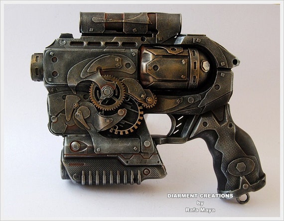 High-poly steampunk revolver — polycount