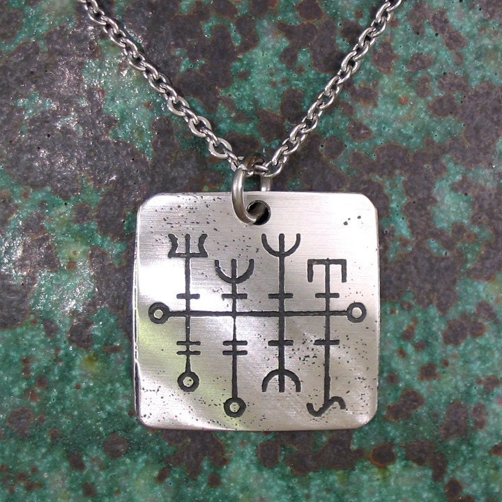 Viking Good Luck Rune Necklace Stainless Steel Etched Norse