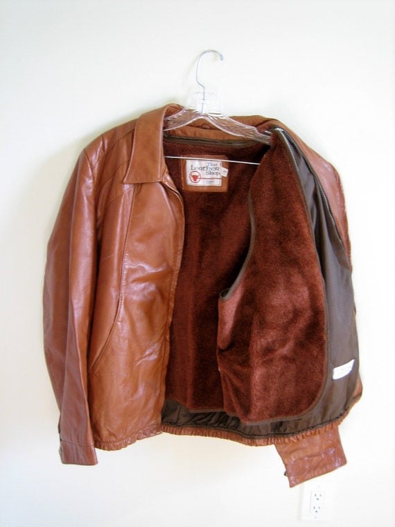 70s Mens XL SEARS The Leather Shop Leather Jacket with