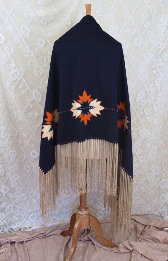 Stunning native american indian fancy dance shawl rich navy