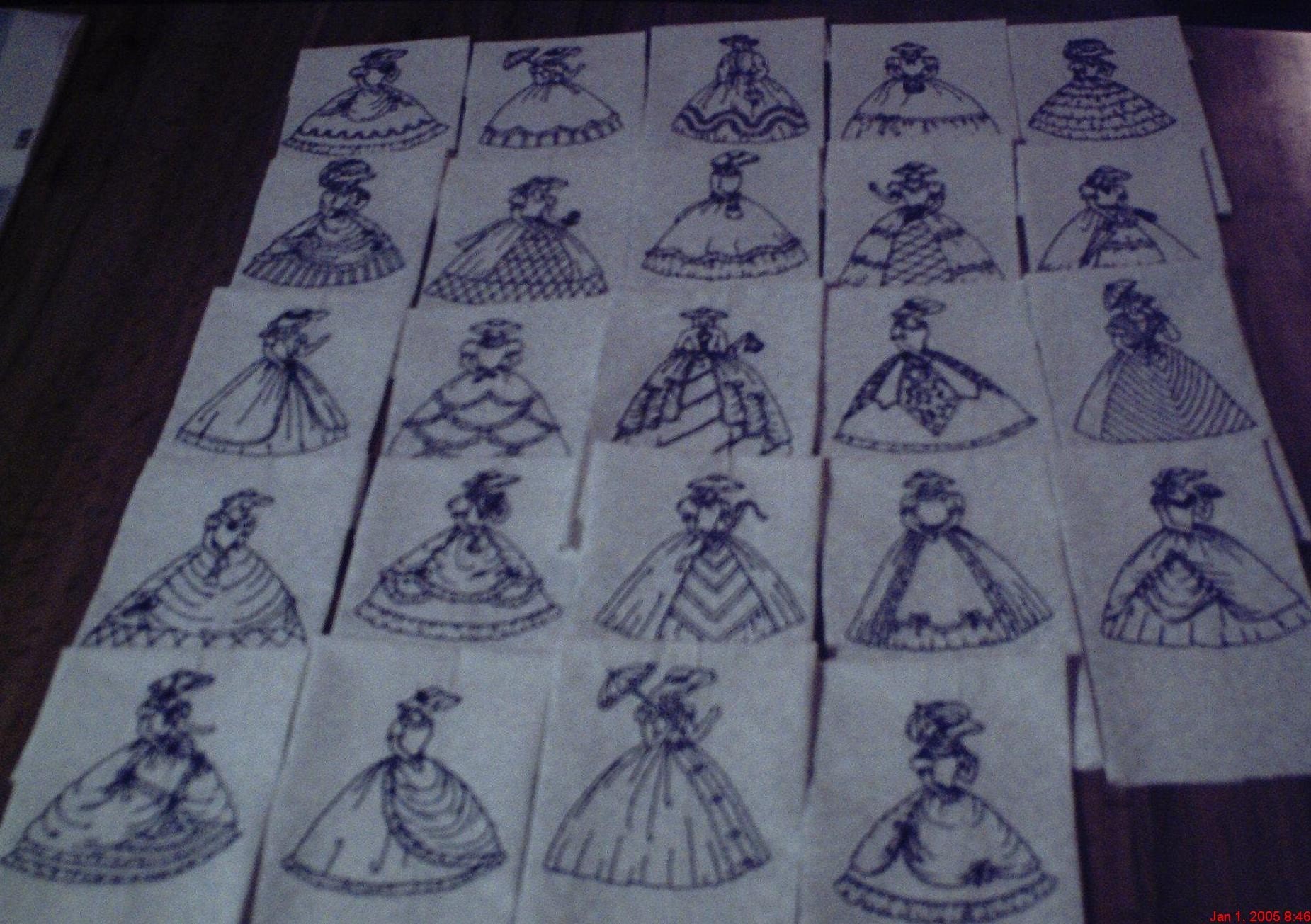 Machine Embroidered Southern Belle Quilt Blocks