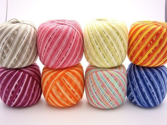 Free ship Lot 8 variegated Clea size 10 crochet cotton threads