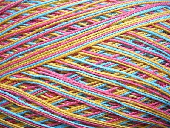 Variegated rainbow Size 10 crochet cotton thread by cottonheart