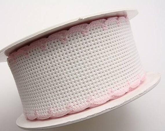 Items similar to 1 Roll of white ribband ribbon fabric cross stitch 10 ...
